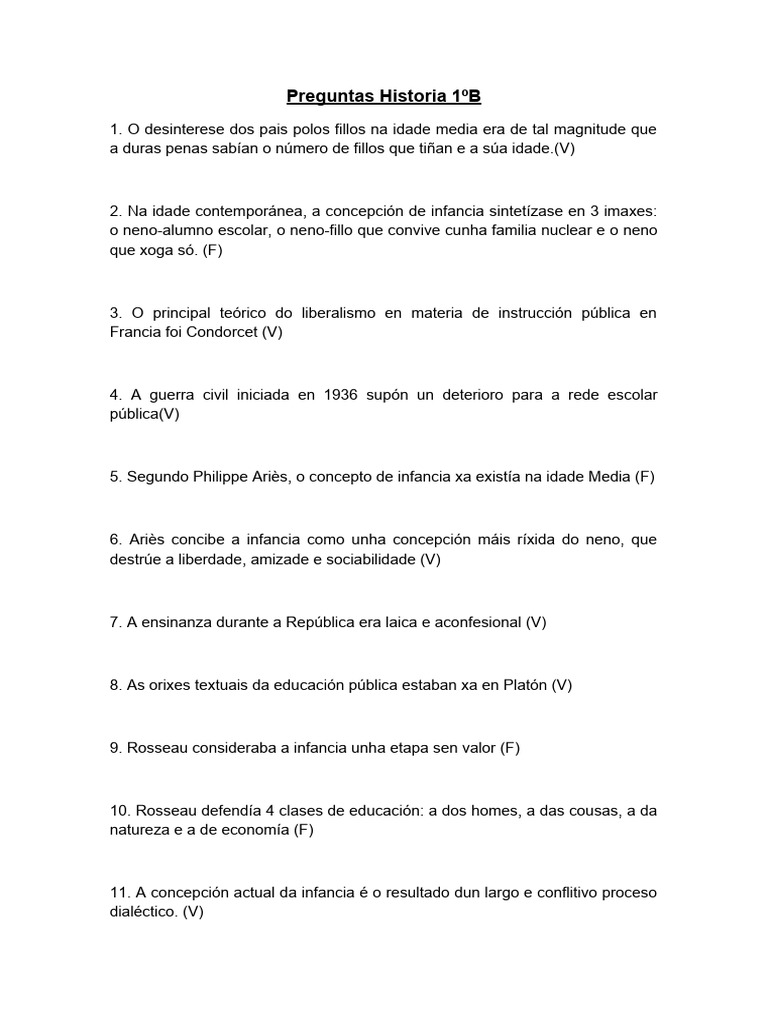 Preguntas Examen Historia 1ºb | PDF