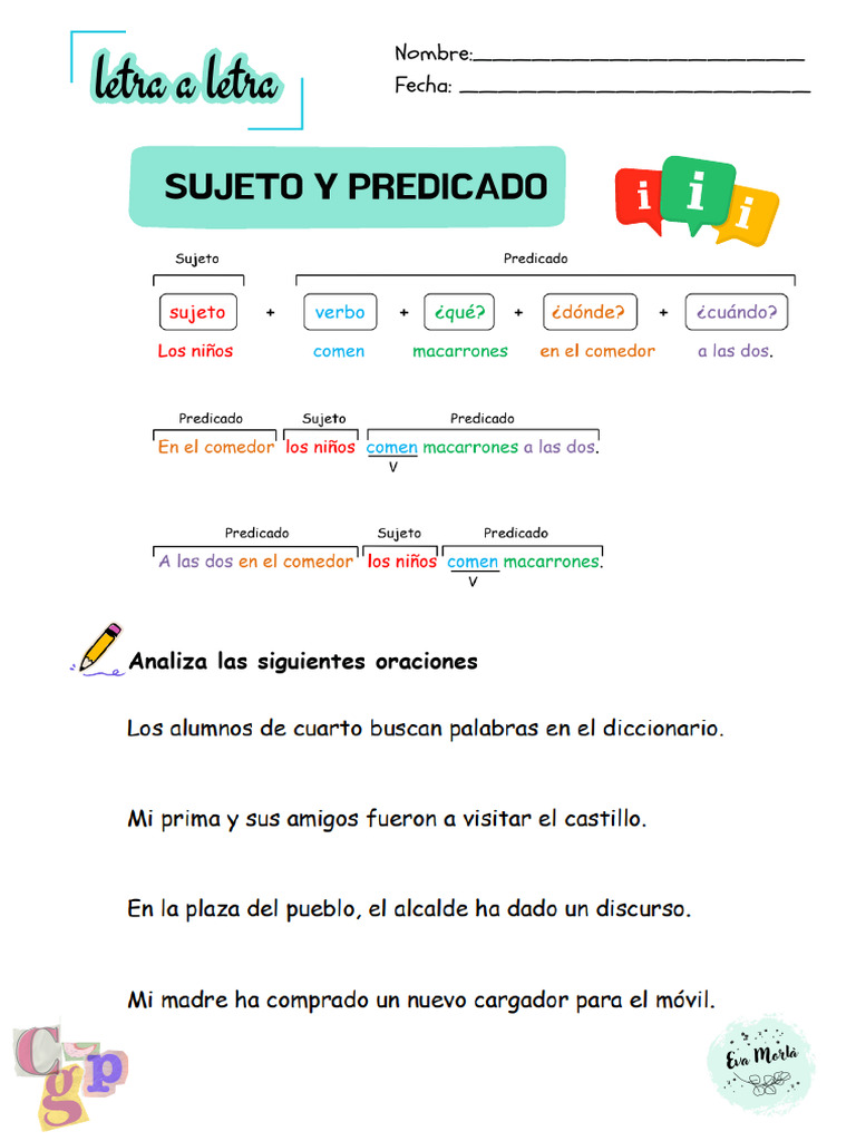 Sujeto y Predicado | PDF | Artes del lenguaje y disciplina