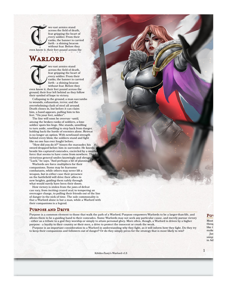 5e - Warlord (KibblesTasty) - GM Binder | PDF | Role Playing Games | Gaming