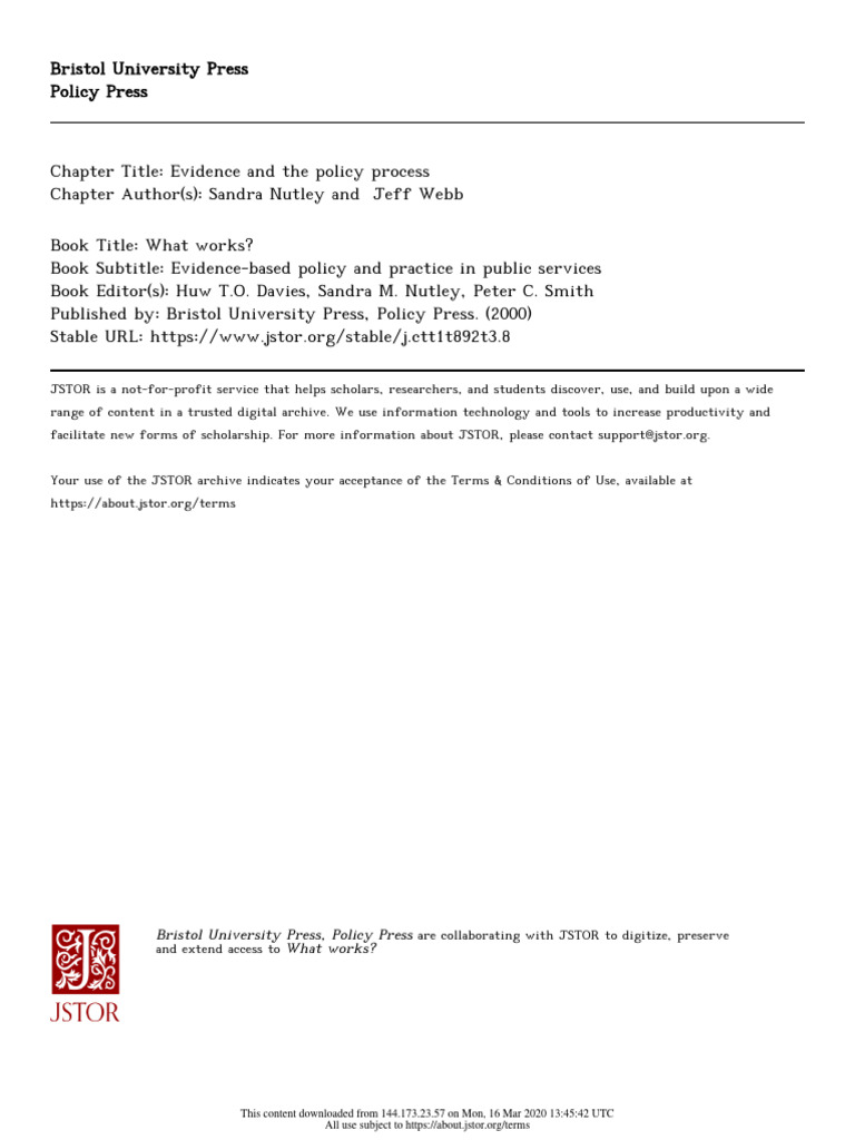 What Works Chapter 2 Nutley Devies Smith | PDF | Policy | Rationality