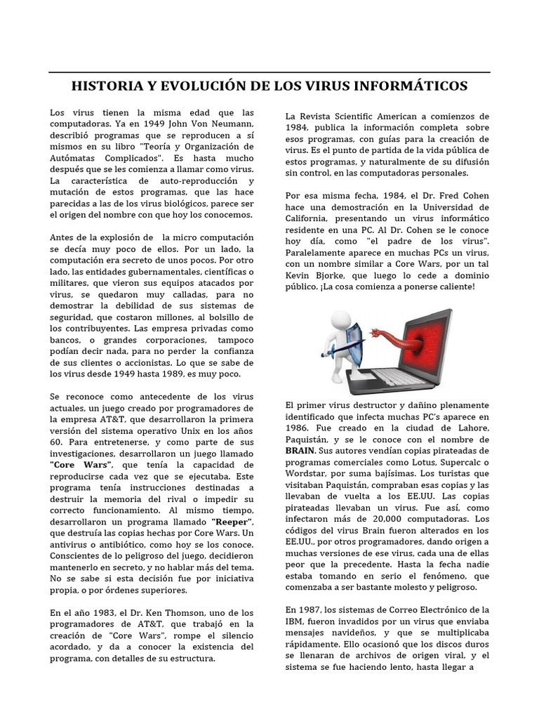 Historia de Los Virus Informaticos | PDF | Virus de computadora ...