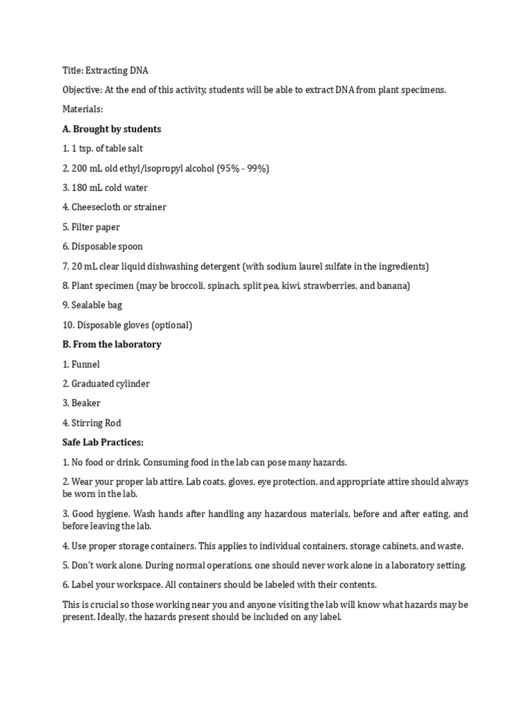 DNA Extraction | PDF | Laboratories