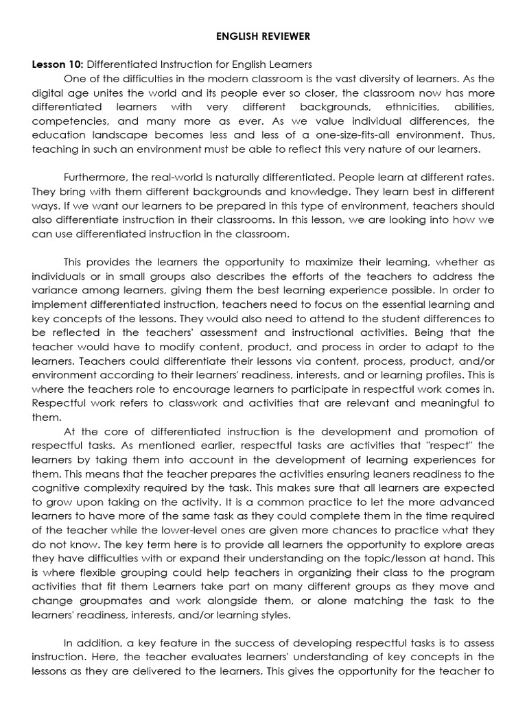 ENGLISH-REVIEWER | PDF | Educational Assessment | Learning