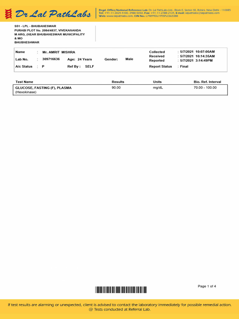 Bhubaneswar Lab Report: Lipid & Glucose Results | PDF | Low Density ...