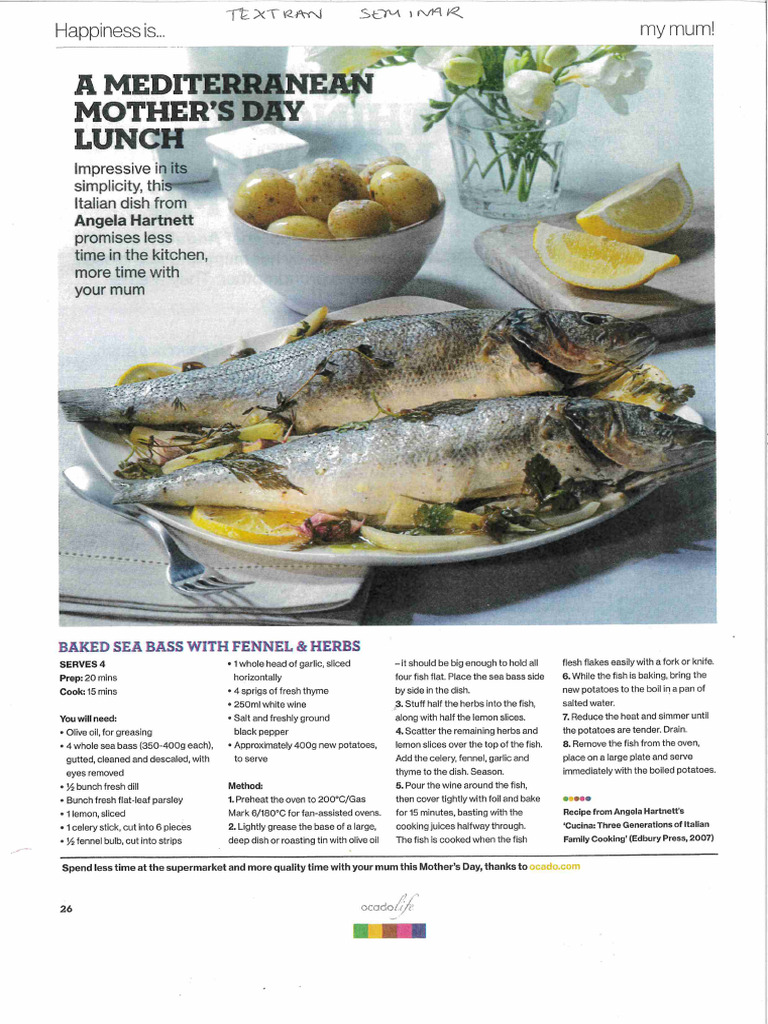 Example of Source Text For Culinary Translation (Extract From Ocado ...