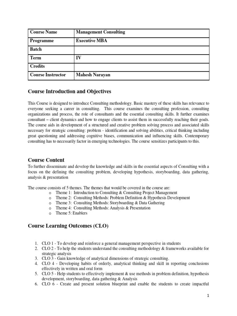 Management Consulting Course Overview | PDF | Consultant | Methodology