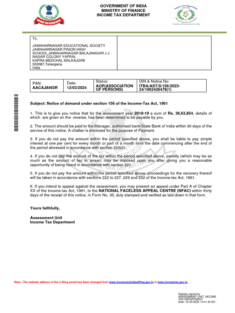 Demand Notice | PDF | Income Tax | Taxes