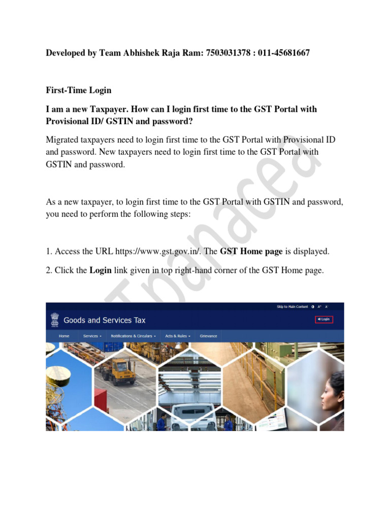 First-Time GST Portal Login Guide | PDF | Login | Password
