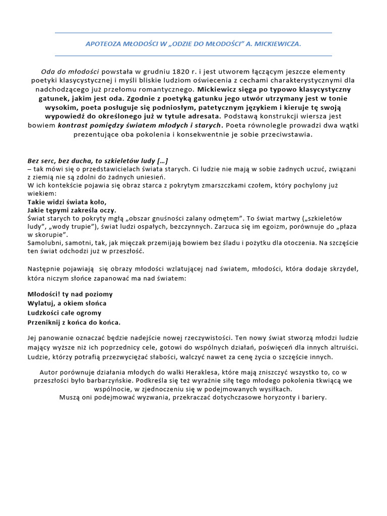 61 Oda Do Młodości - A Mickiewicz 240408 184917 | PDF