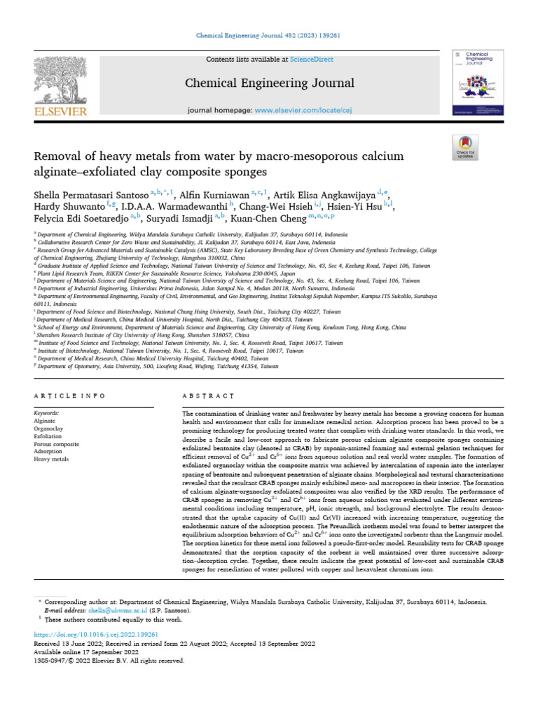 Removal of Heavy Metals From Water by Macro-Mesoporous Calcium Alginate ...