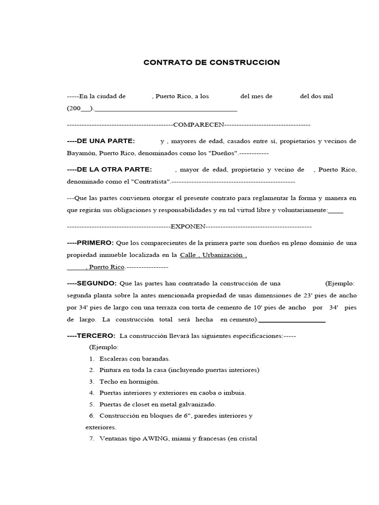 Contrato Construccion | PDF | Derecho | Hogar, jardinería y bricolaje