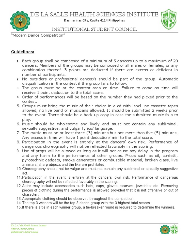 Modern Dance Competition Guidelines | PDF | Leisure