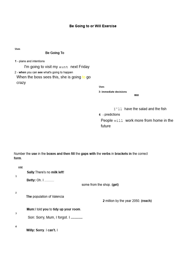 Futures - Will and Going To | PDF