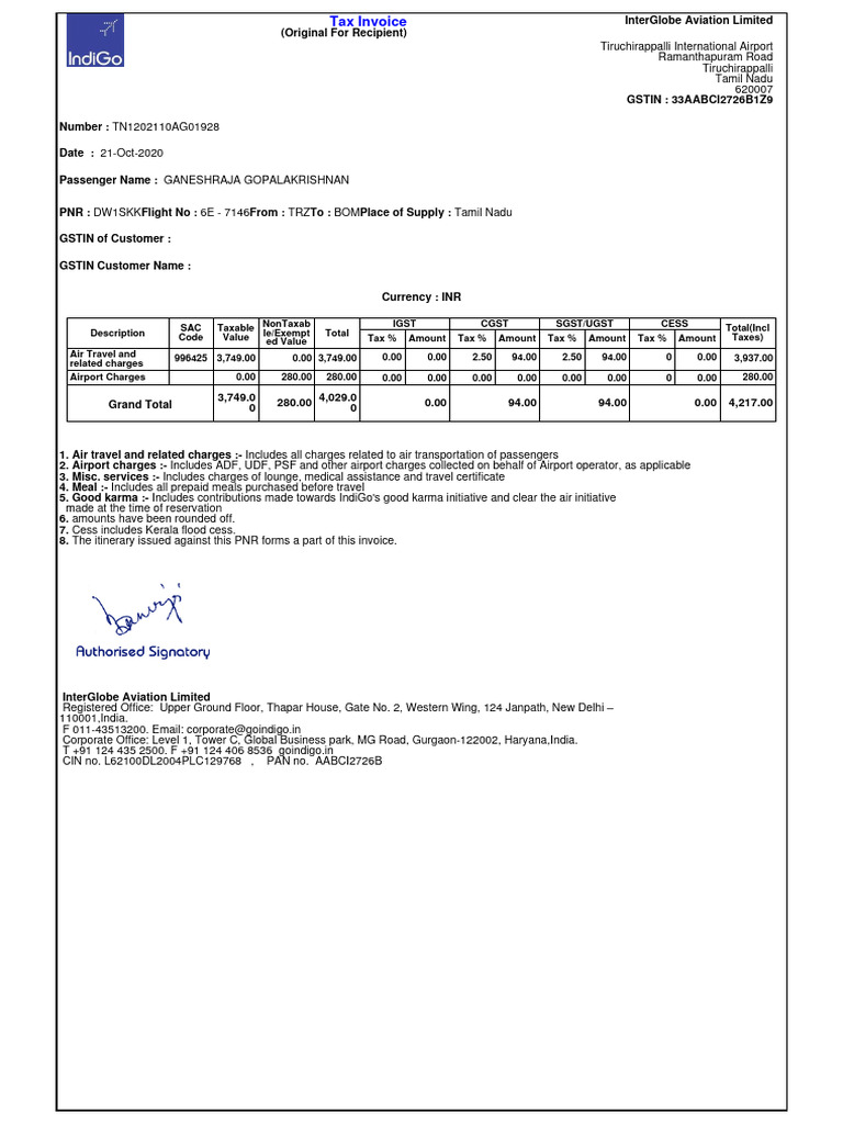 Tax Invoice TN1202110 AG01928 | PDF | Public Finance | Economies