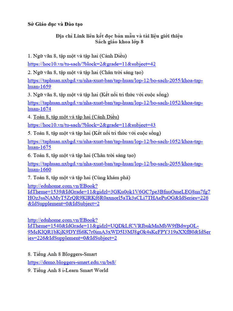 Dia Chi Doc Ban Mau SGK Lop 8 | PDF