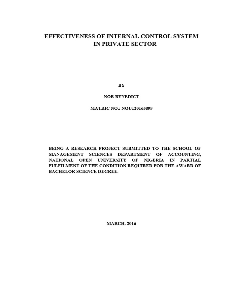 Effectiveness of Internal Control System | PDF | Internal Control | Audit