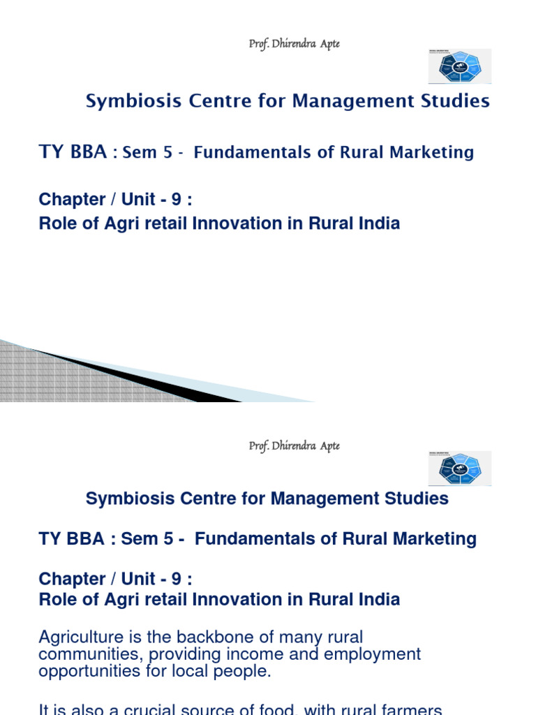 Unit 9 Role of Agri Retail Innovation in Rural India | Download Free PDF | Agriculture | Innovation