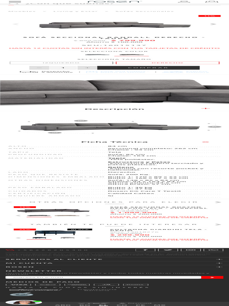 Sofá Seccional Randall Derecho - Rosen Chile | PDF | Sofá | Mueble
