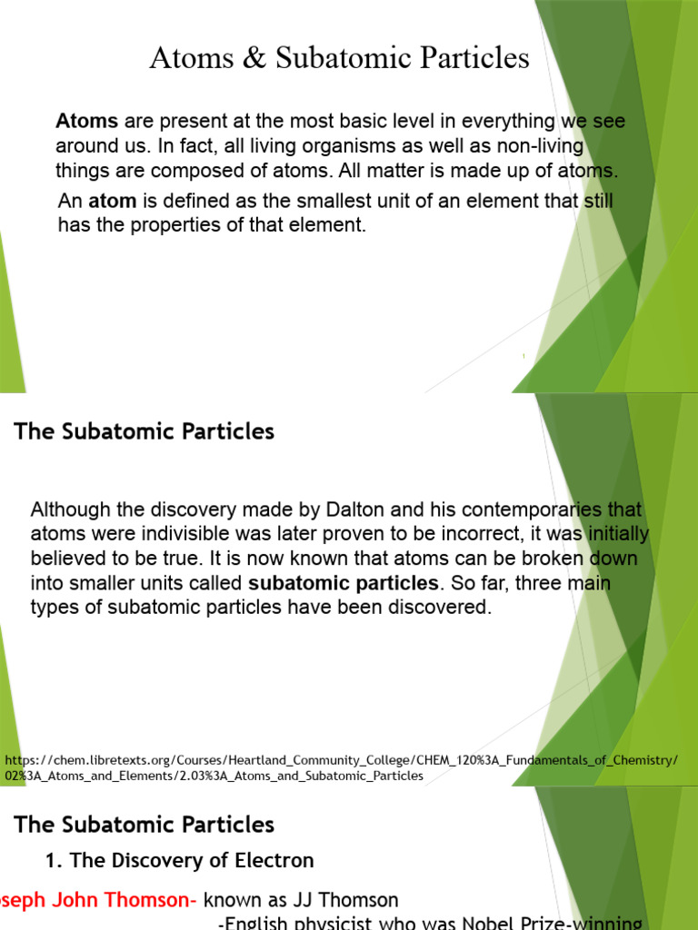 Atoms and Subatomic Particles Ppt | PDF | Atoms | Proton