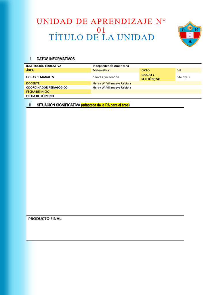 Formato Unidad Didactica 2 | PDF | Aprendizaje | Evaluación