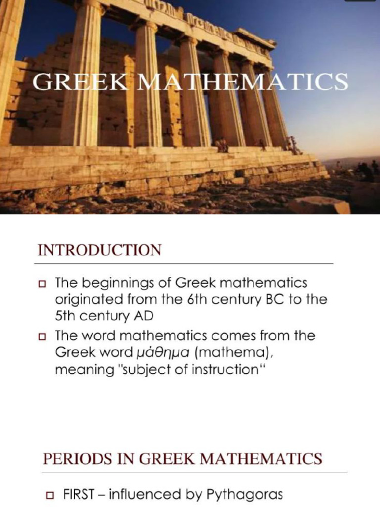 Greek Mathematics | Download Free PDF | Euclid | Mathematics