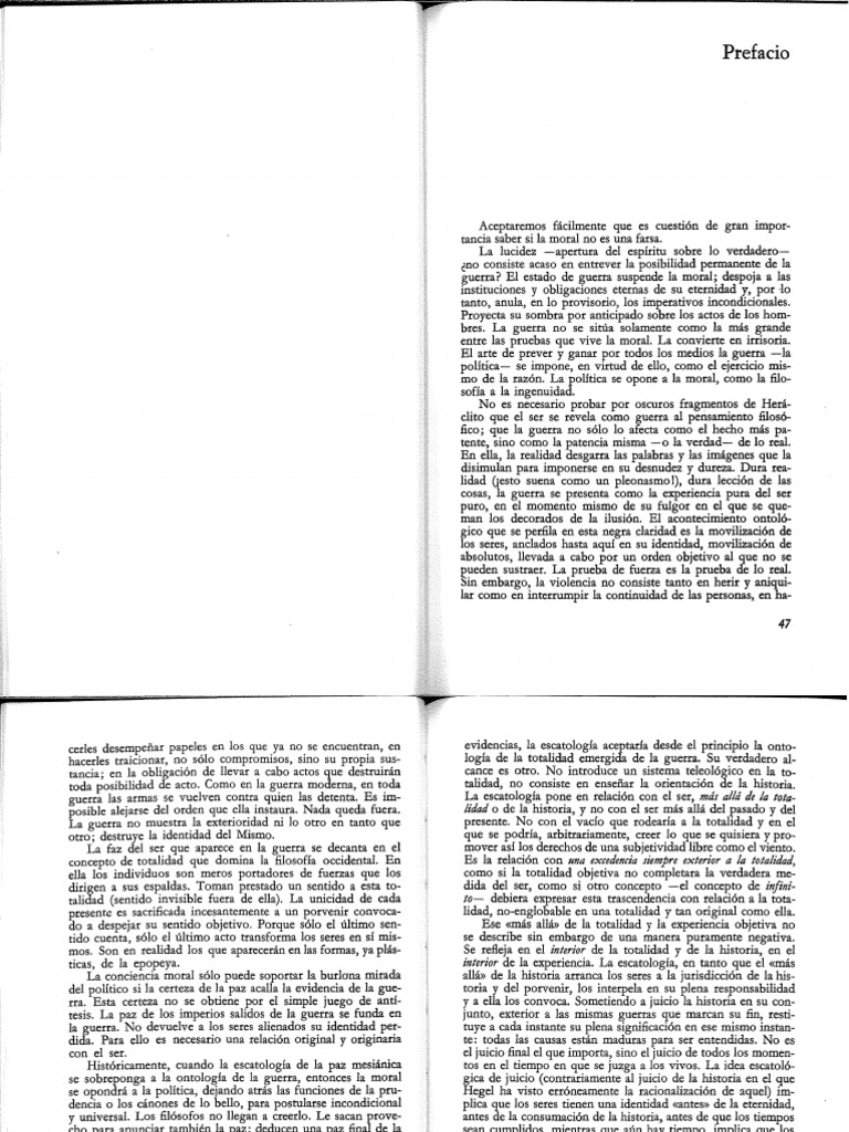 Levinas, Totalidad e Infinito. Prefacio PDF | PDF | Pensamiento | Metafísica