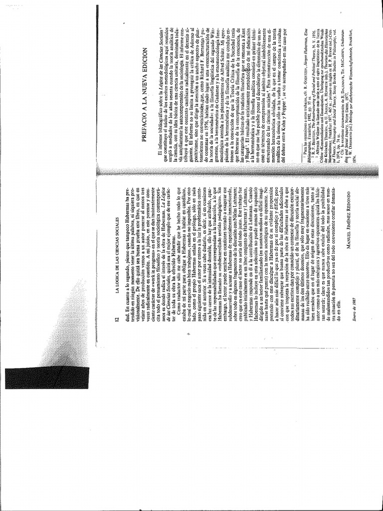 Prefacio. 2 Ed Lógica de Las Ciencias Sociales. Habermas 2 | PDF