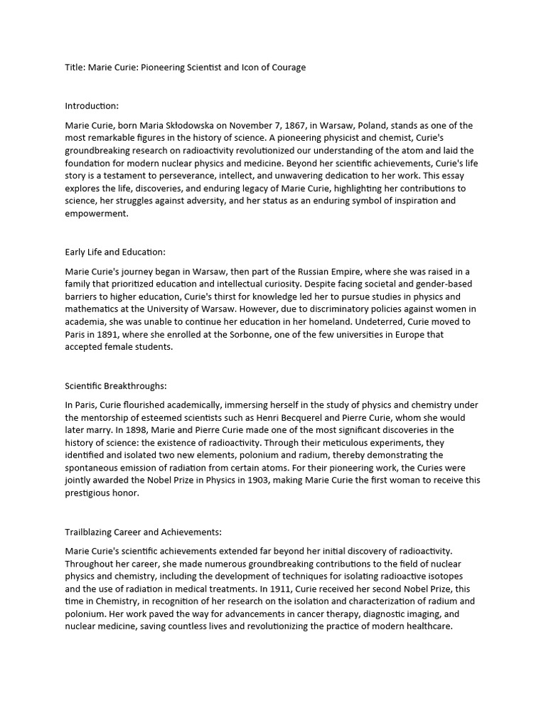 Marie Curie | PDF | Marie Curie | Radioactive Decay