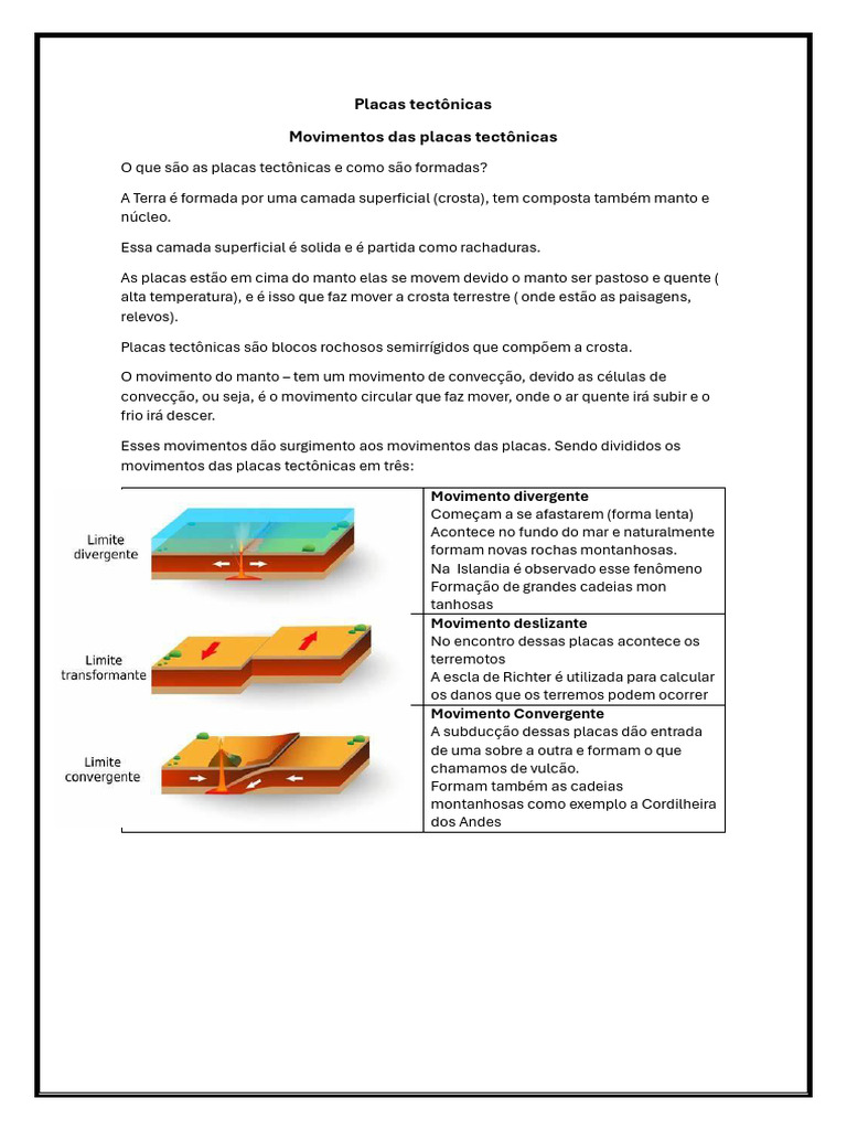 Placas Tectônicas Texto | PDF | Ciências e Matemática