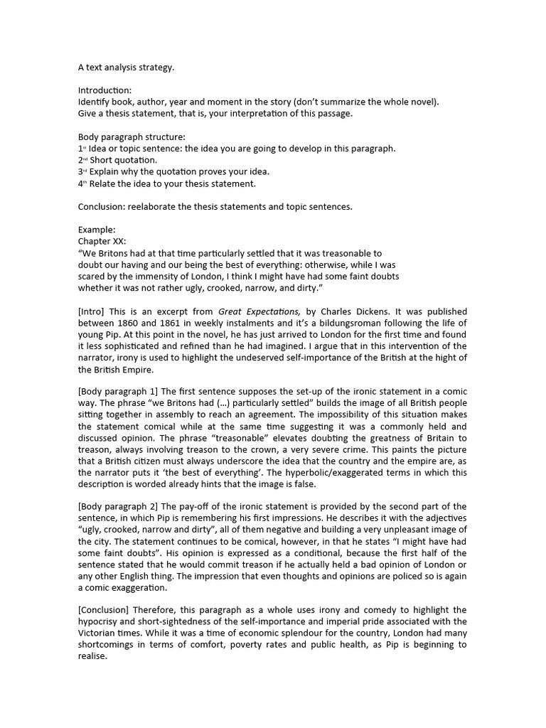 A Text Analysis Strategy-3 | PDF | Great Expectations