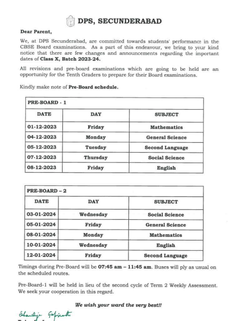 Preboard Schedule | PDF