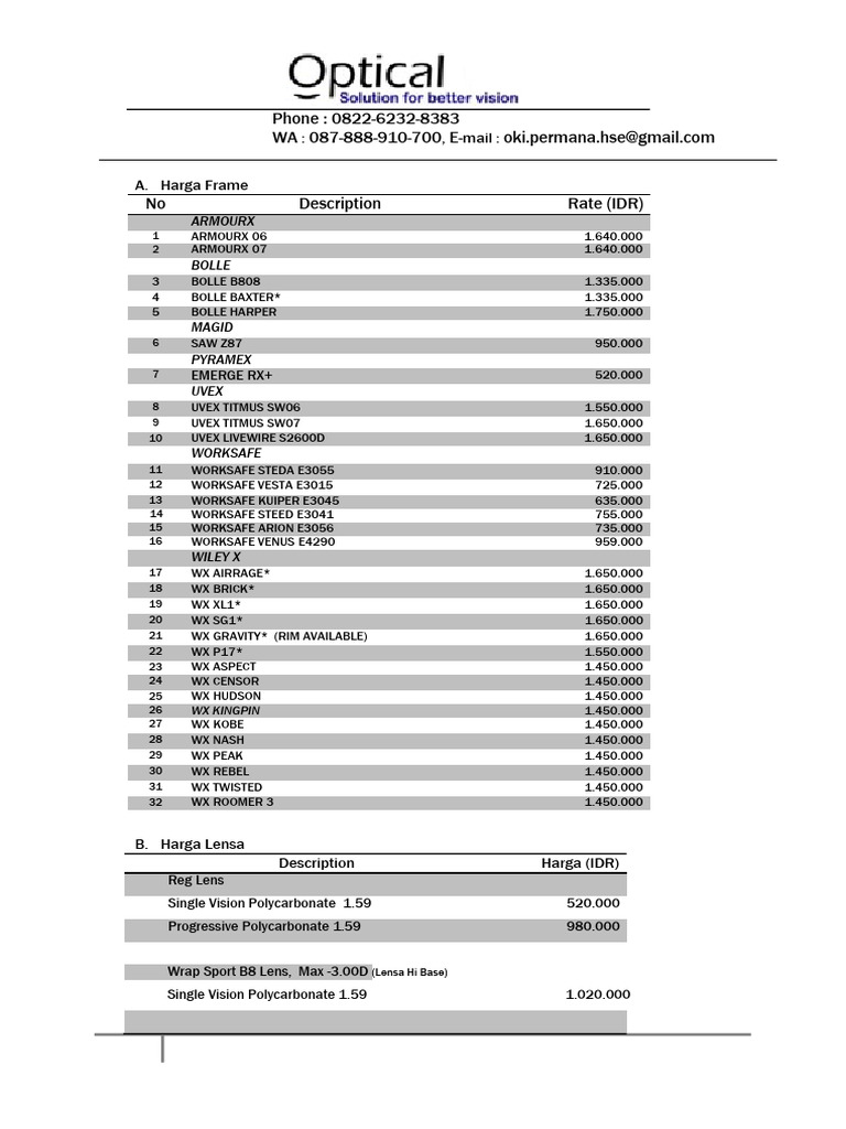 Safety Glasses Quotation 2022 | PDF | Glasses | Optics