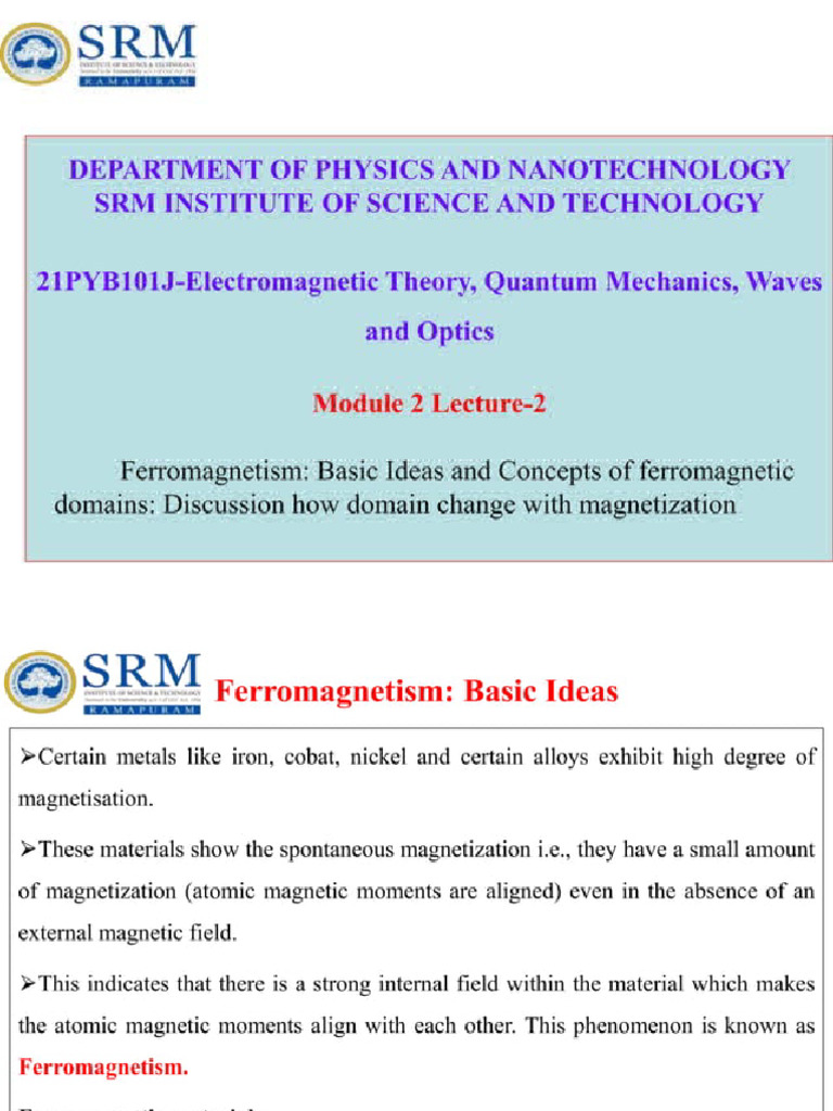 Ferromagnetic Materials Engg Phy | PDF