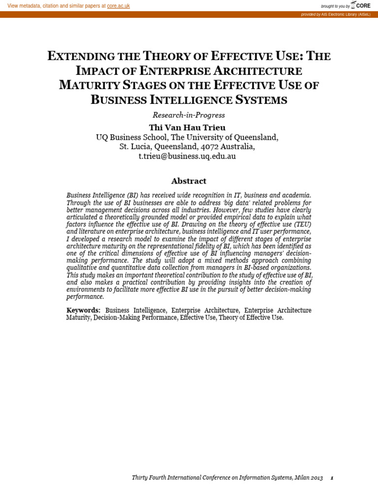 Extending the Theory of Effective Use Th | PDF | Business Process | Business Intelligence