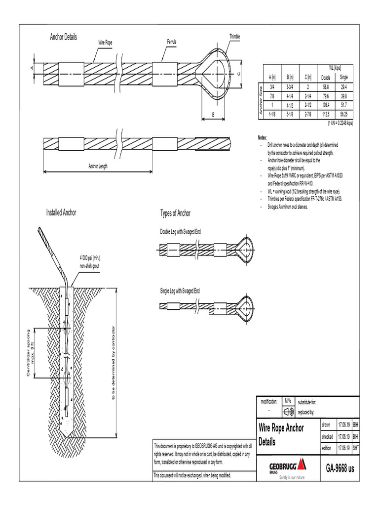 GA 9668 Us 190617 Wire Rope Anchor Details | PDF | Manufactured Goods