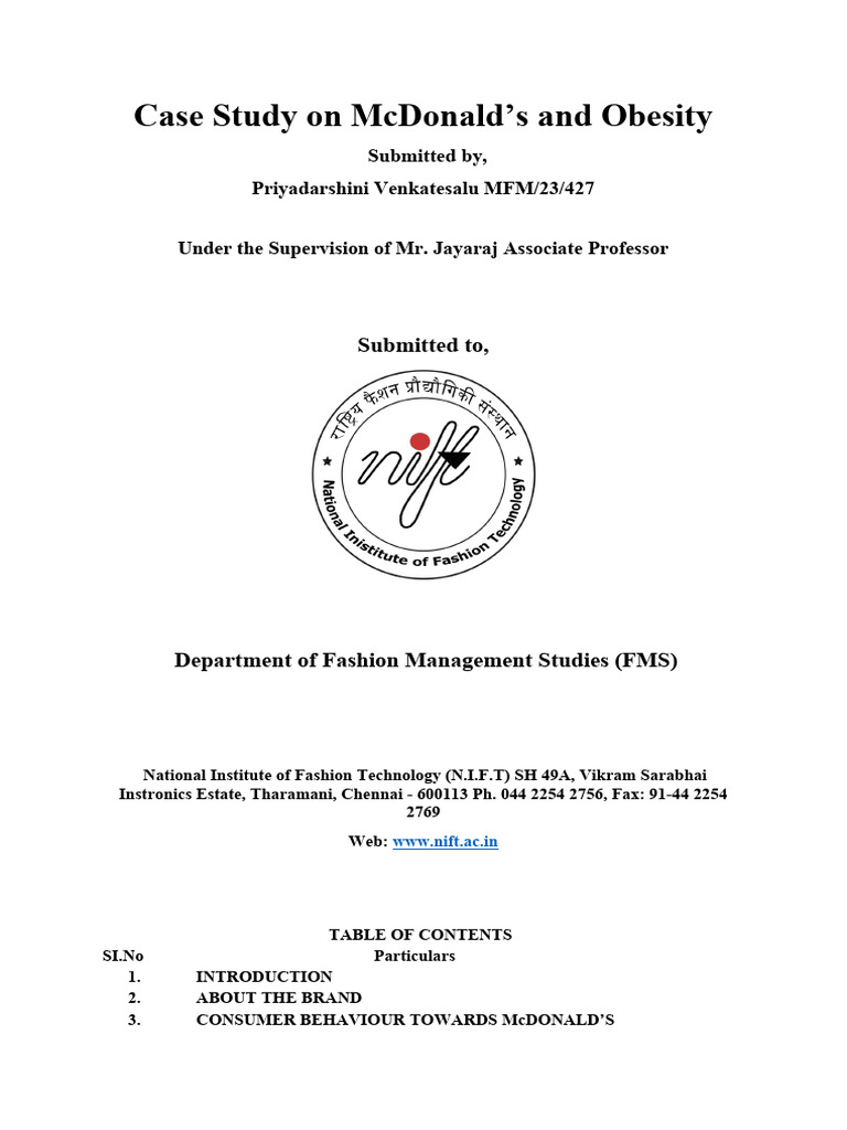 McDonald's Obesity Case Study | PDF | Mc Donald's | Fast Food