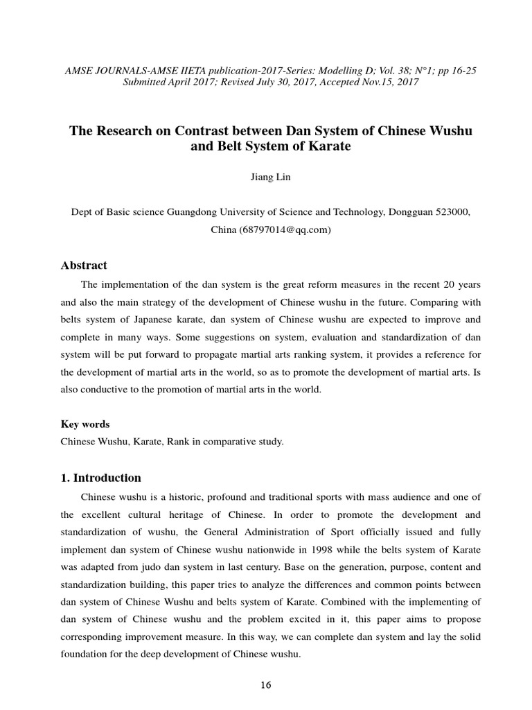 The Research On Contrast Between Dan System of Chinese Wushu and Belt ...