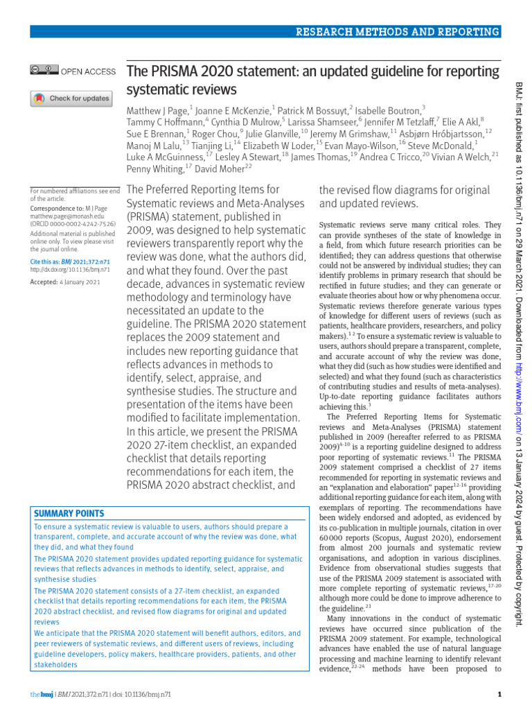 The PRISMA 2020 Statement - An Updated Guideline For Reporting | PDF ...