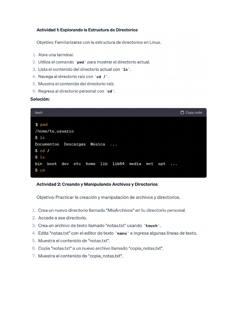 Ejercicios Linux Con Sol | PDF | Informática