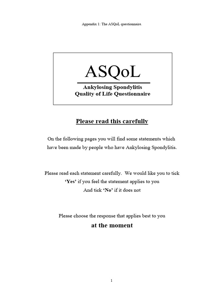 ASQoL Questionnaire English | PDF