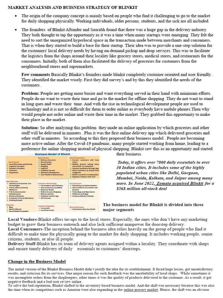 Blinkit Business Strategy Overview | PDF | Advertising | Grocery Store