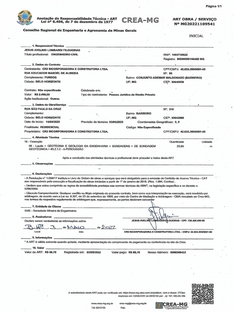 01-Art Sondagem CR2 | PDF