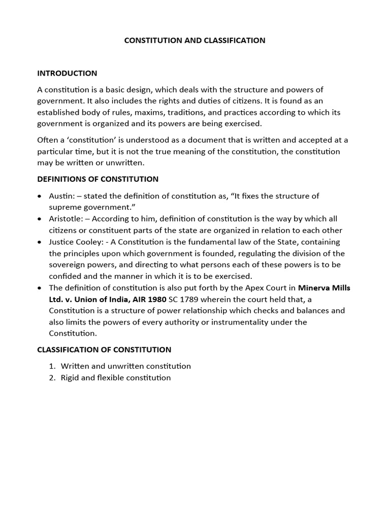 Constitution and Classification | PDF | Constitution | Common Law