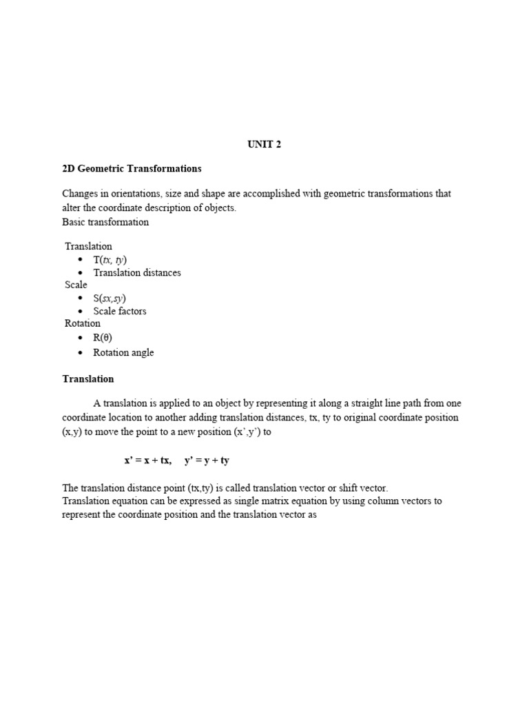 Unit 2 | PDF | Cartesian Coordinate System | 2 D Computer Graphics