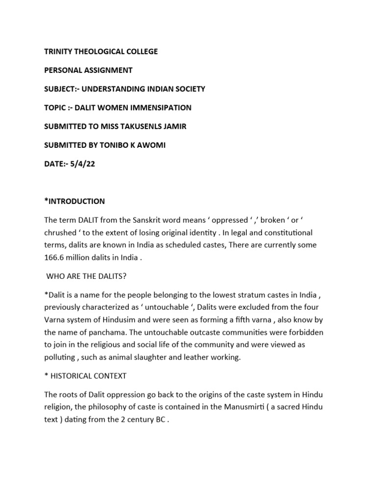 Dalit Women Immensipation | PDF | Dalit | Caste