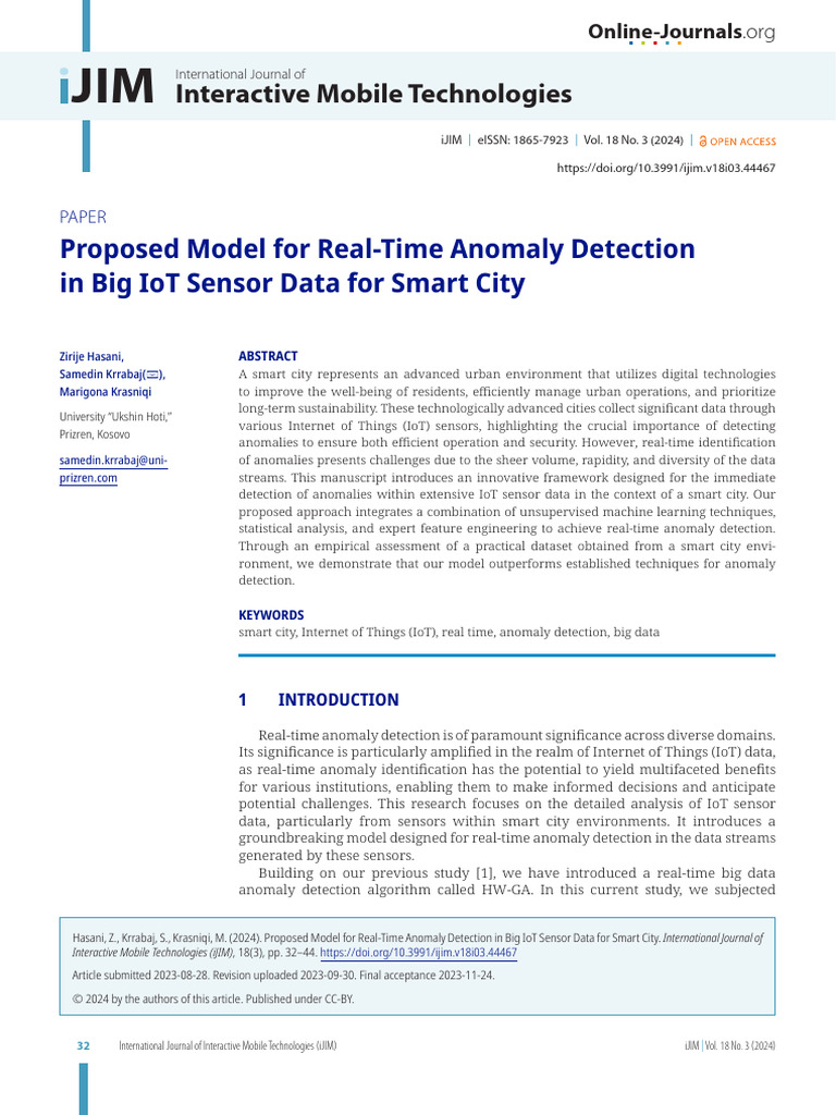 Real-Time Anomaly Detection in IoT Data | PDF | Internet Of Things | Methodology