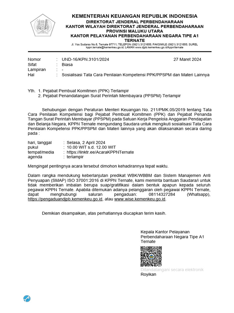 Sosialisasi Penilaian Kompetensi PPK - PPSPM | PDF