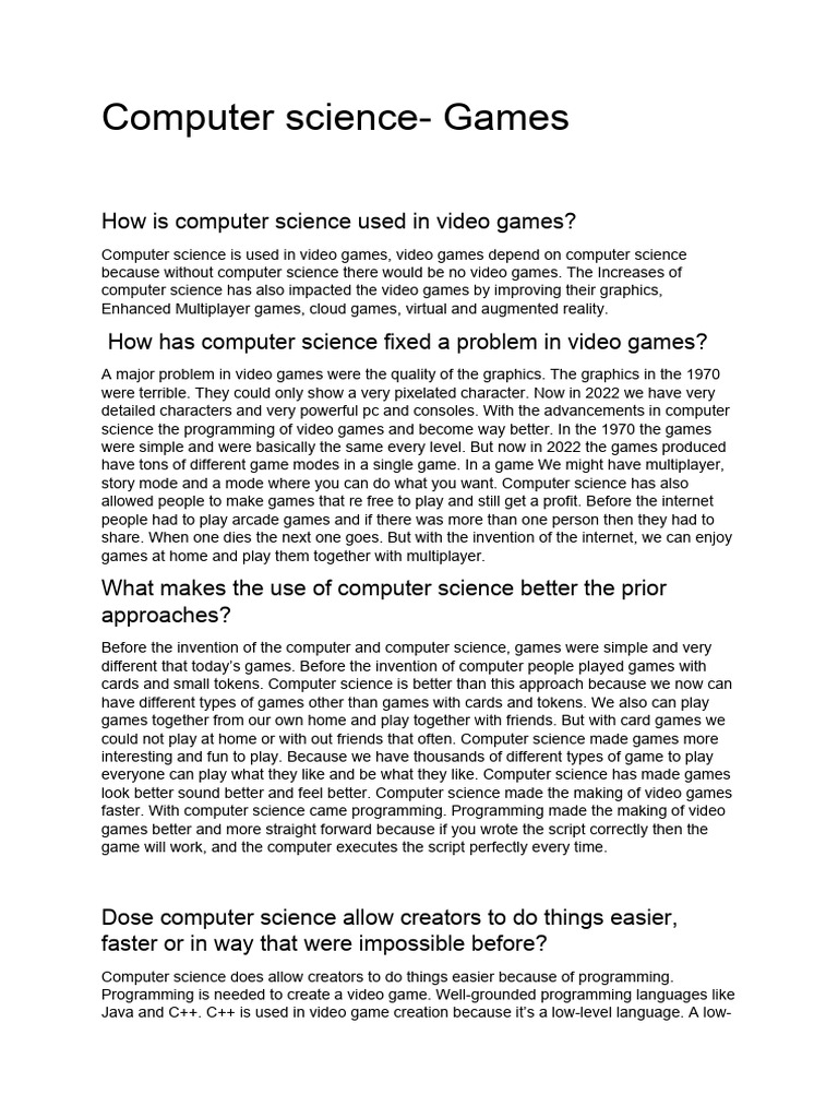 Computer Science (AutoRecovered) | Download Free PDF | Video Games ...