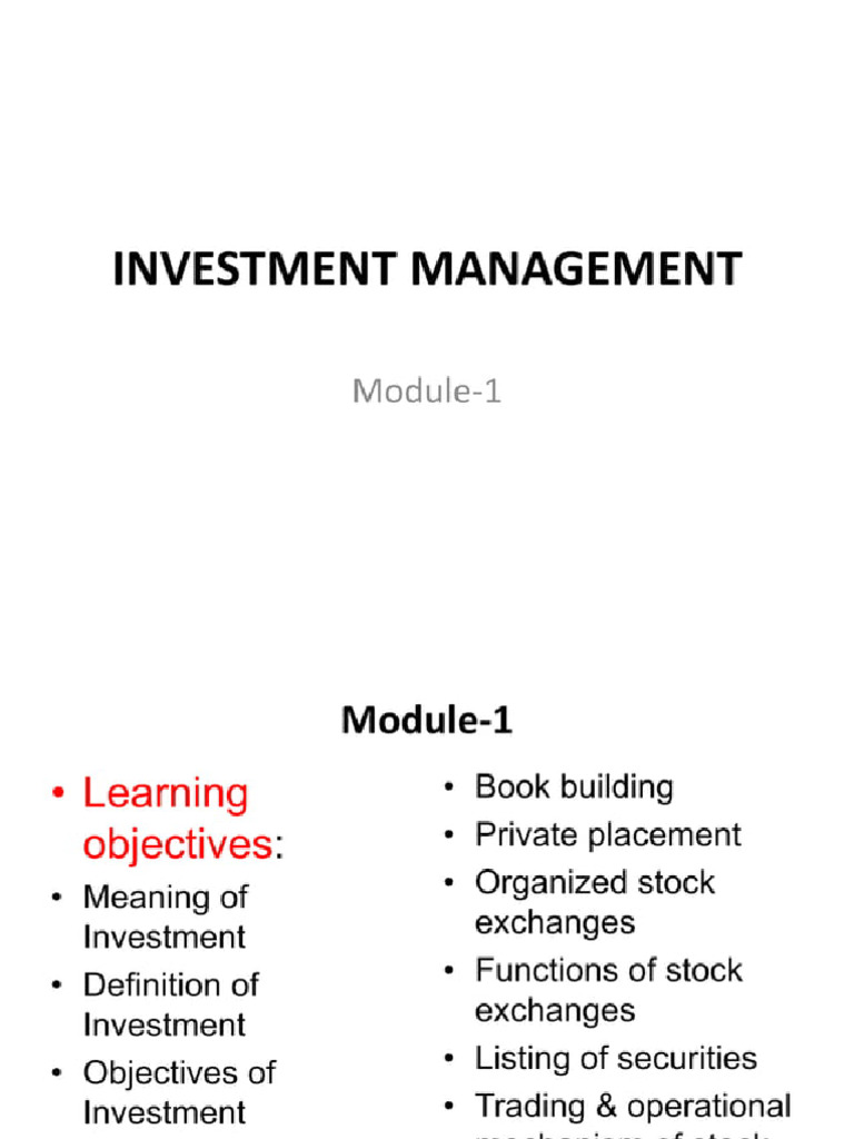 Investment Management | PDF