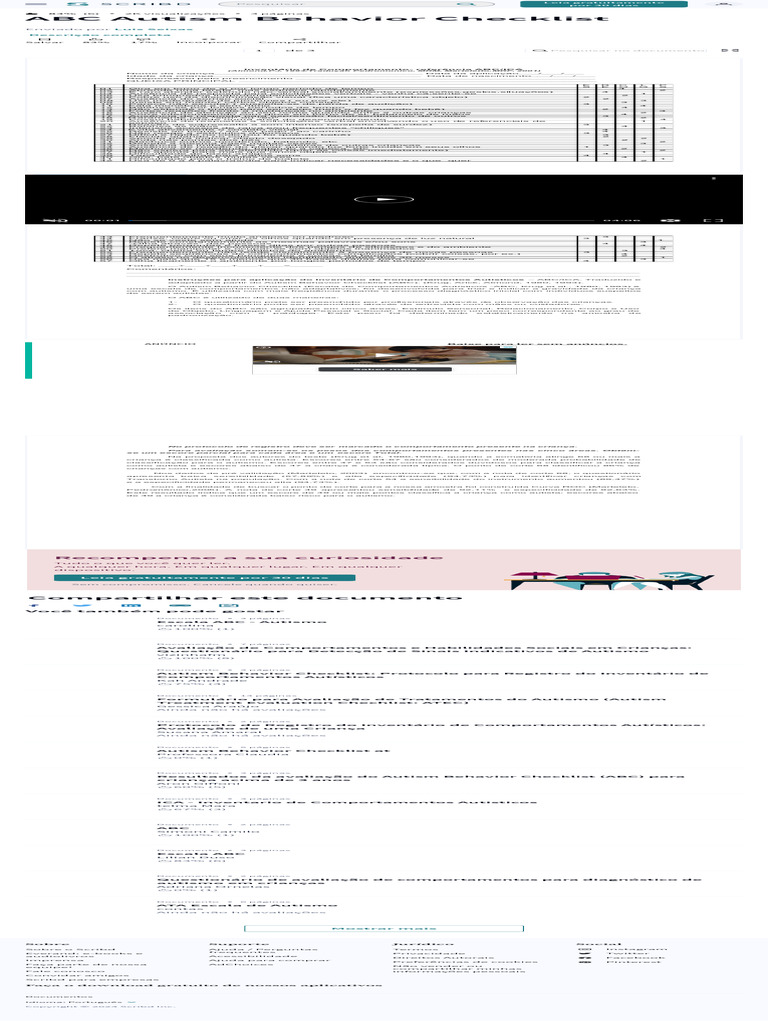 ABC Autism Behavior Checklist PDF Autismo Cognição | PDF | Distúrbios ...
